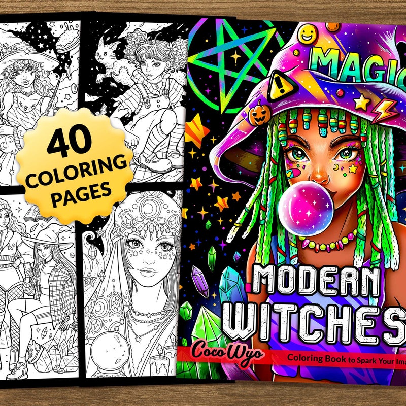 Witchy Coloring Pages - Etsy