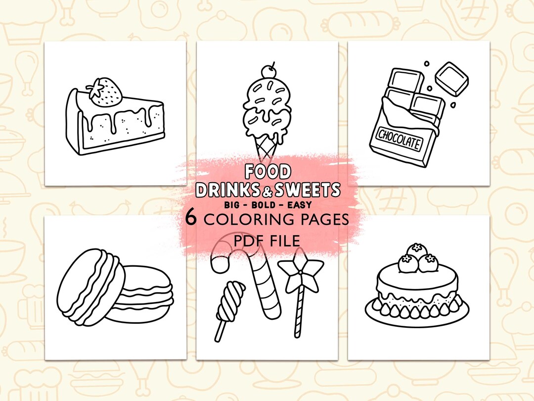 Food Drink & Sweets: Food and Drink Relaxation Coloring Book | Sweets ...