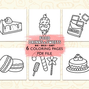 Food Drink & Sweets: Food and Drink Relaxation Coloring Book | Sweets ...