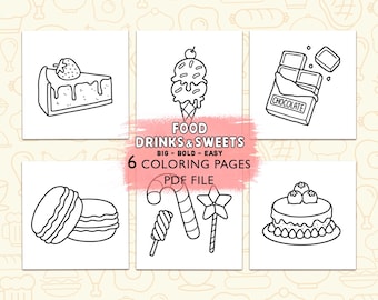 Food Drink & Sweets: Food and Drink Relaxation Coloring Book | Sweets ...