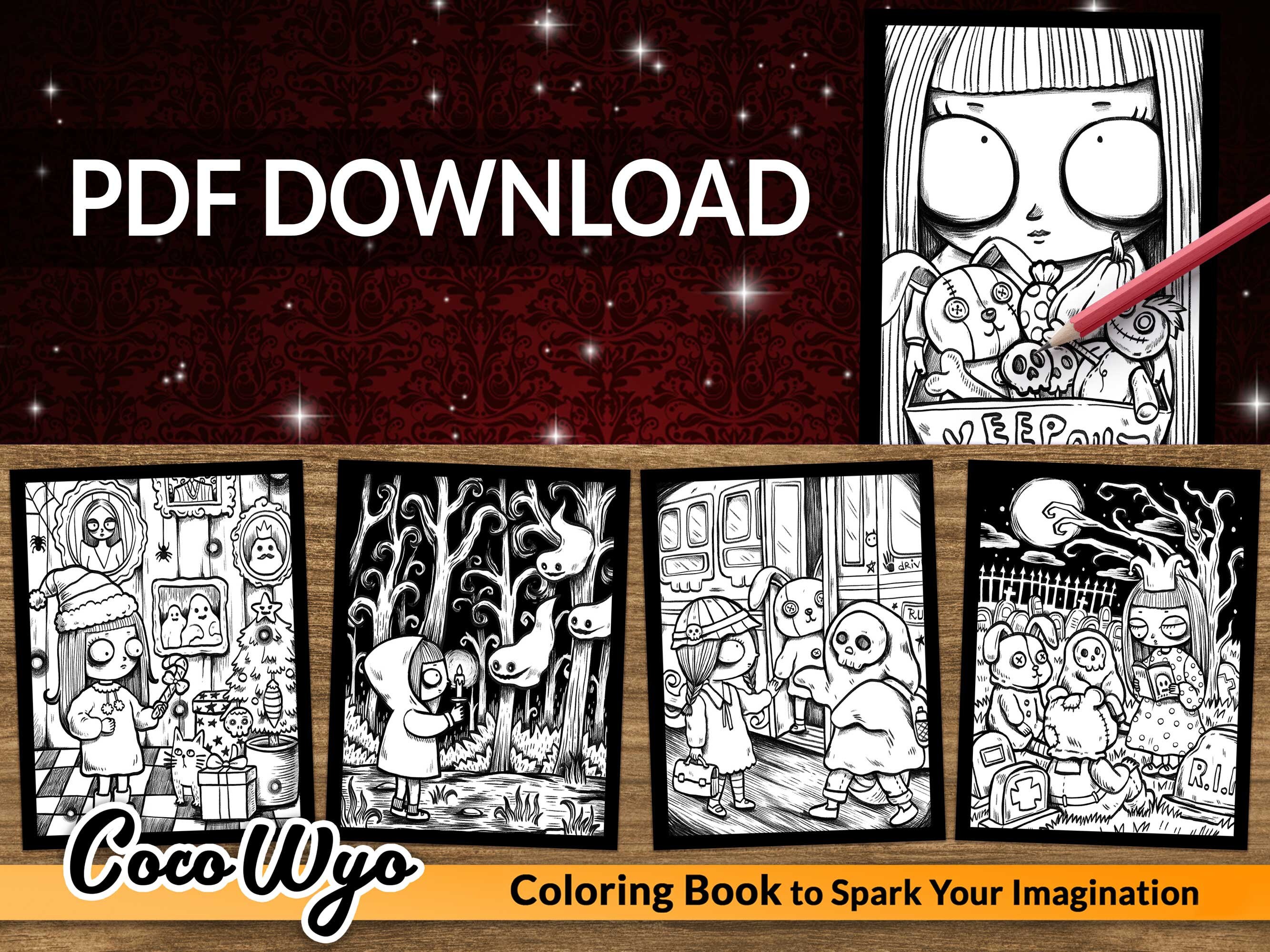 Spooky Girl: Kawaii and Horror Coloring Book for Relaxing by Coco Wyo ...