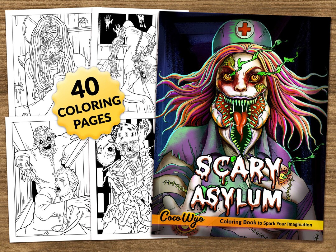 Scary Asylum: Horror Coloring Book for Relaxing by Coco Wyo - Etsy