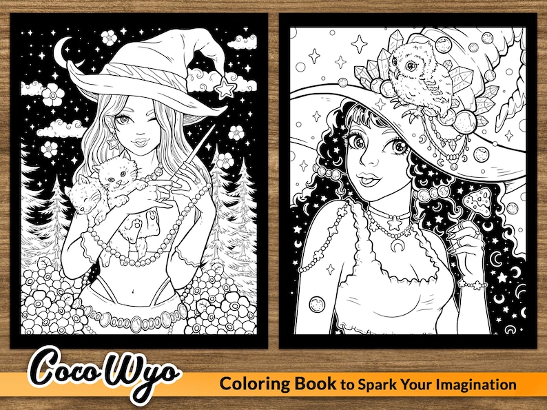 Modern Witches: Fantasy Coloring Book for Relaxing by Coco Wyo - Etsy