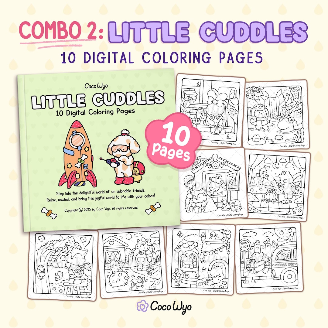 Little Cuddles | Combo 2: Super Cute Animal Characters Coloring Pages ...