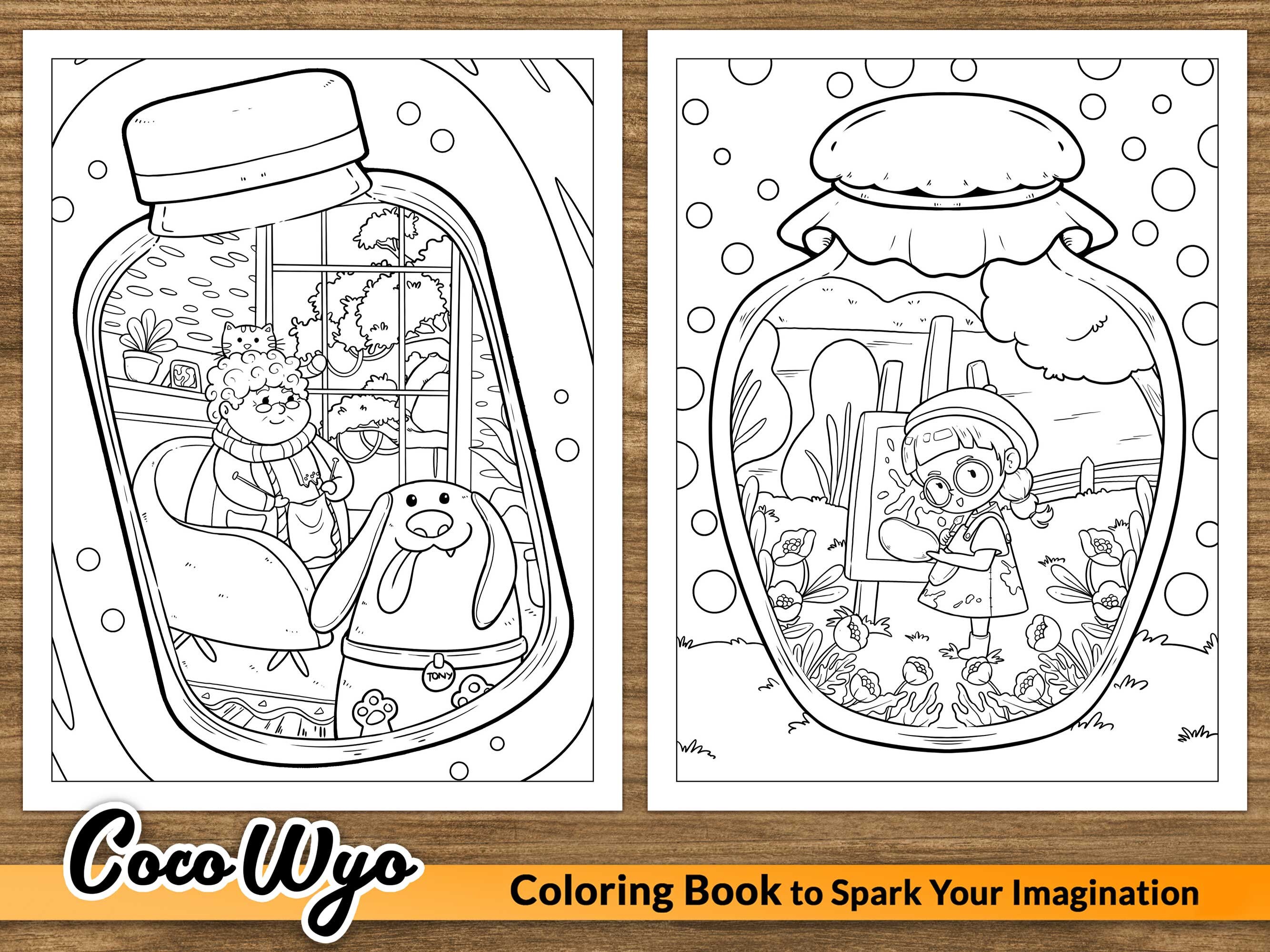 Life Inside Jar: Cute Coloring Book for Relaxing by Coco Wyo - Etsy