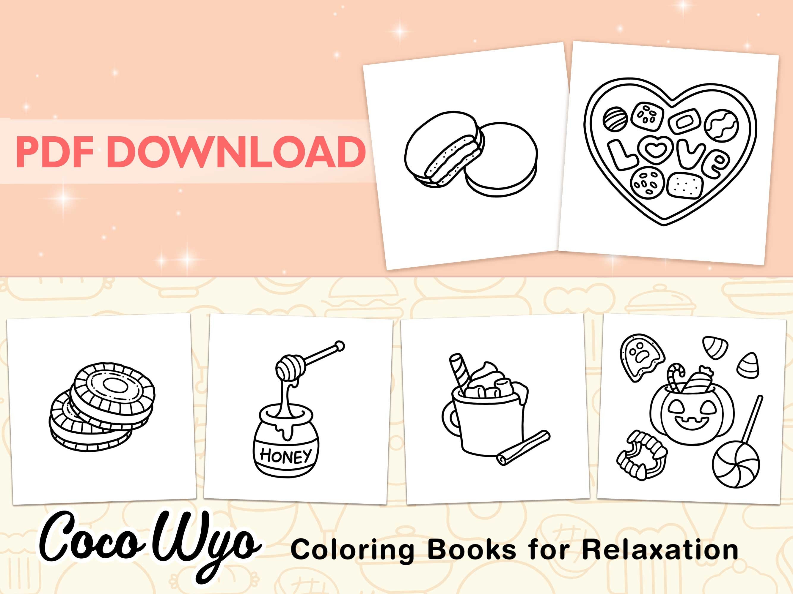 Food Drink & Sweets: Food and Drink Relaxation Coloring Book | Snacks ...