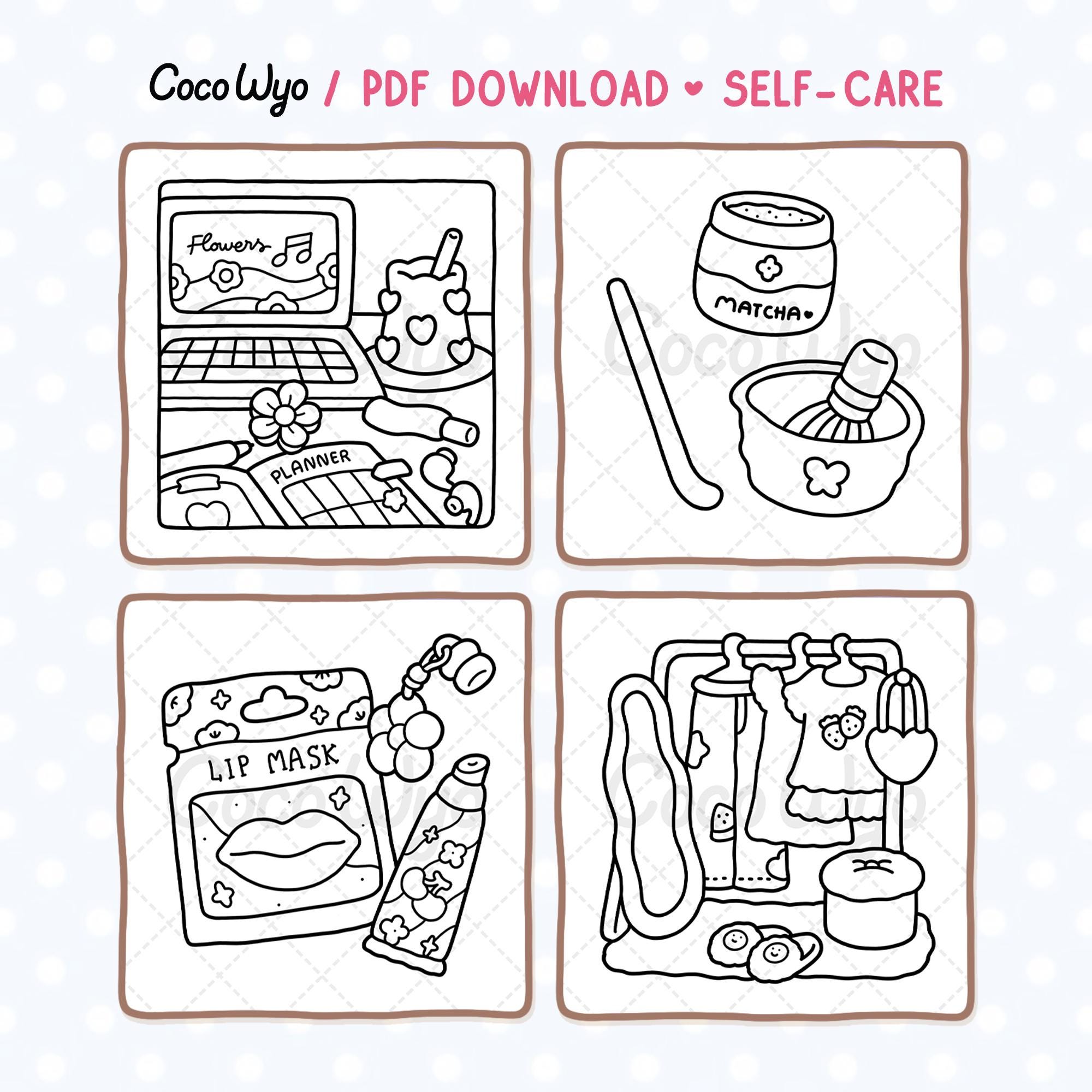 Self-care: Cute and Easy Illustrations for Girls and Adults Coloring ...