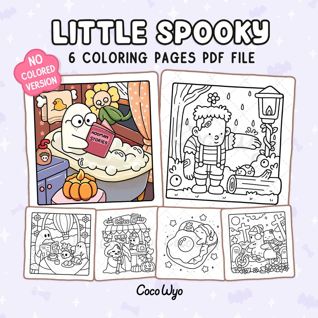 Little Spooky: Cute Creepy Creatures in Cozy Hygge Moments Coloring ...