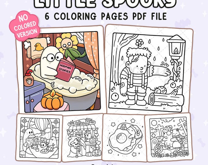 Little Spooky: Cute Creepy Creatures in Cozy Hygge Moments Coloring ...