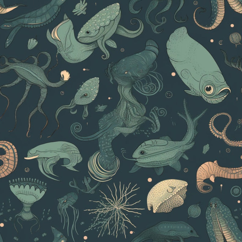 12 Seamless Deep Sea Creatures Patterns - Etsy