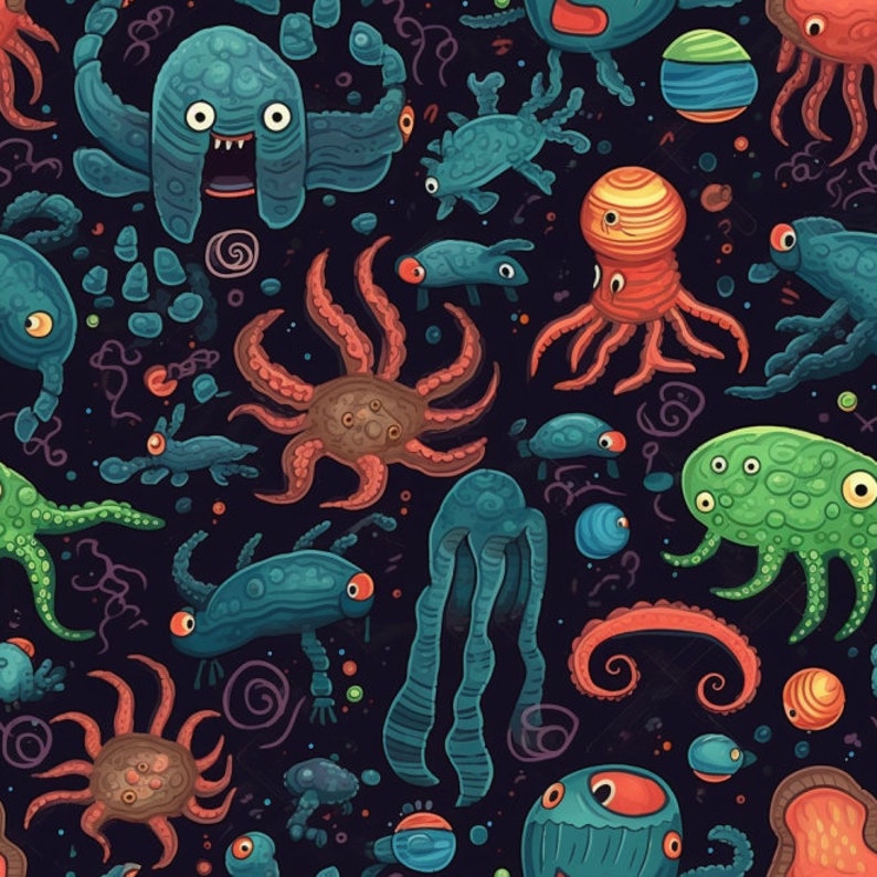 12 Seamless Deep Sea Creatures Patterns - Etsy