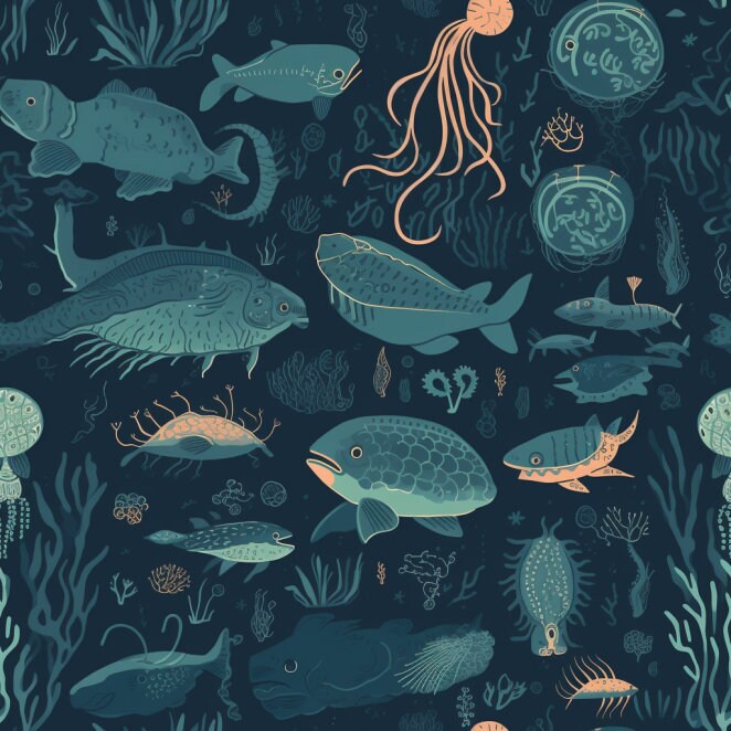 12 Seamless Deep Sea Creatures Patterns - Etsy