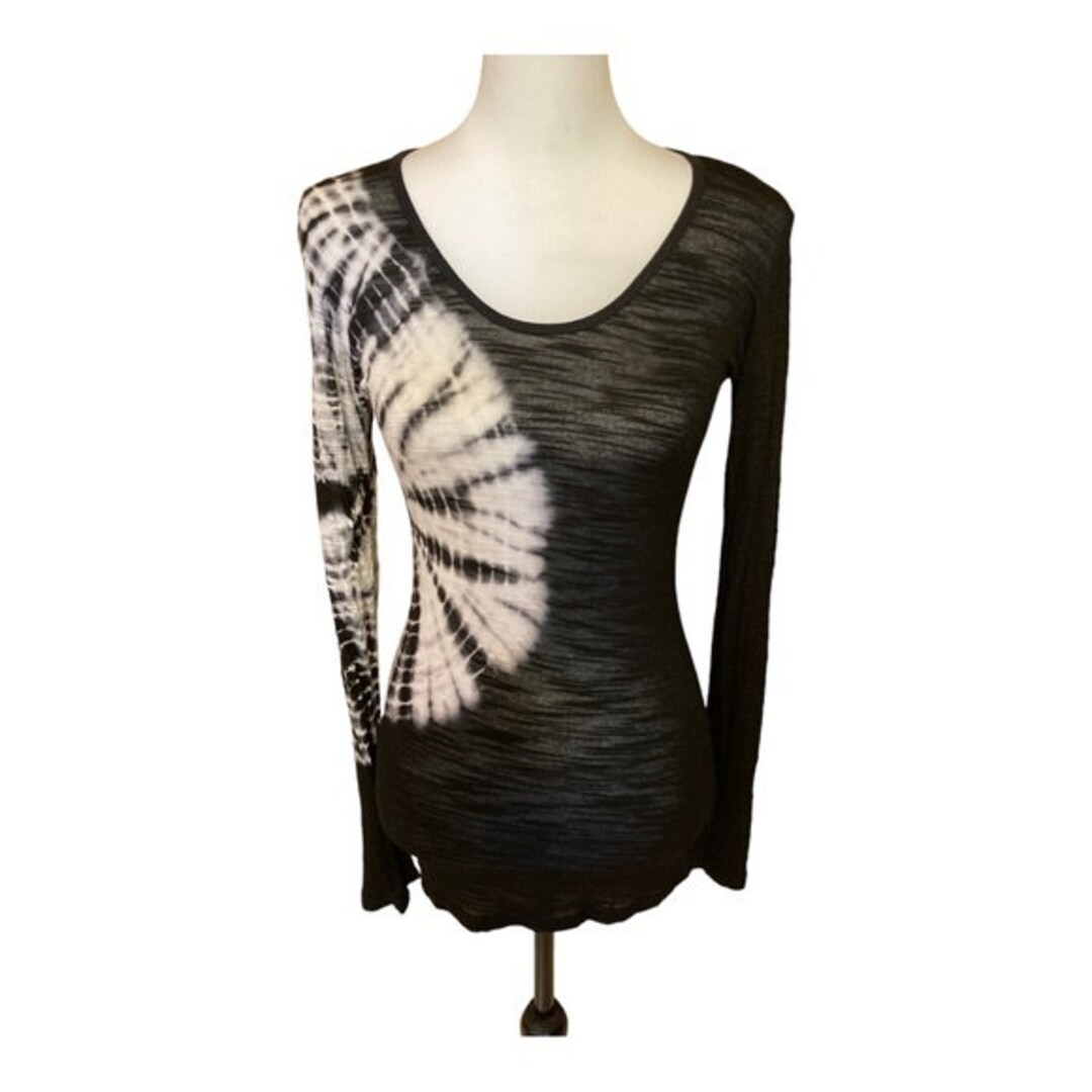 Erge Designs Black and White Tie-dye Long Sleeve Bodycon Top. - Etsy