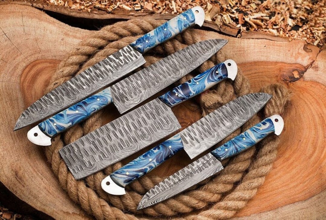 Custom Handmade Chef Knives Set Damascus Steel Kitchen Knives Set ...