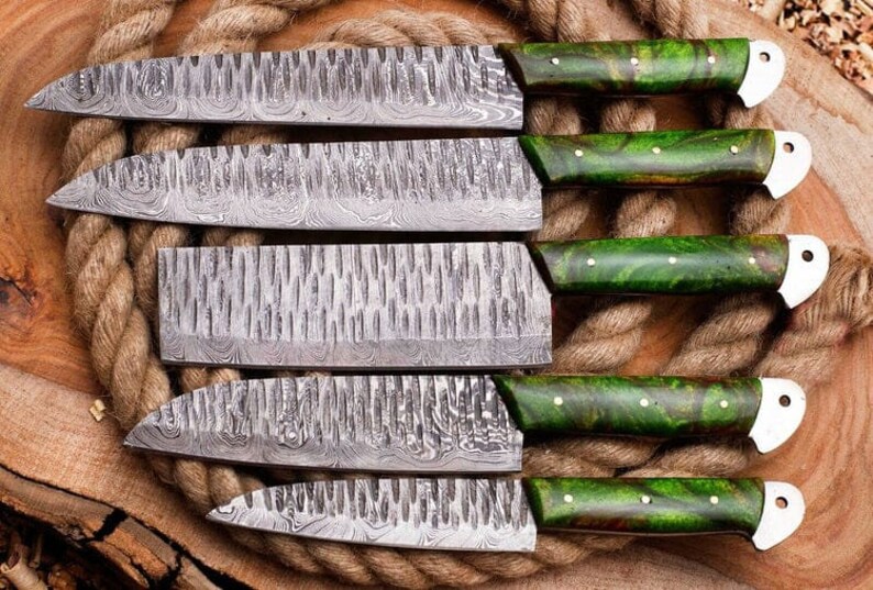 Custom Handmade Chef Knives Set Damascus Steel Kitchen Knives Set ...