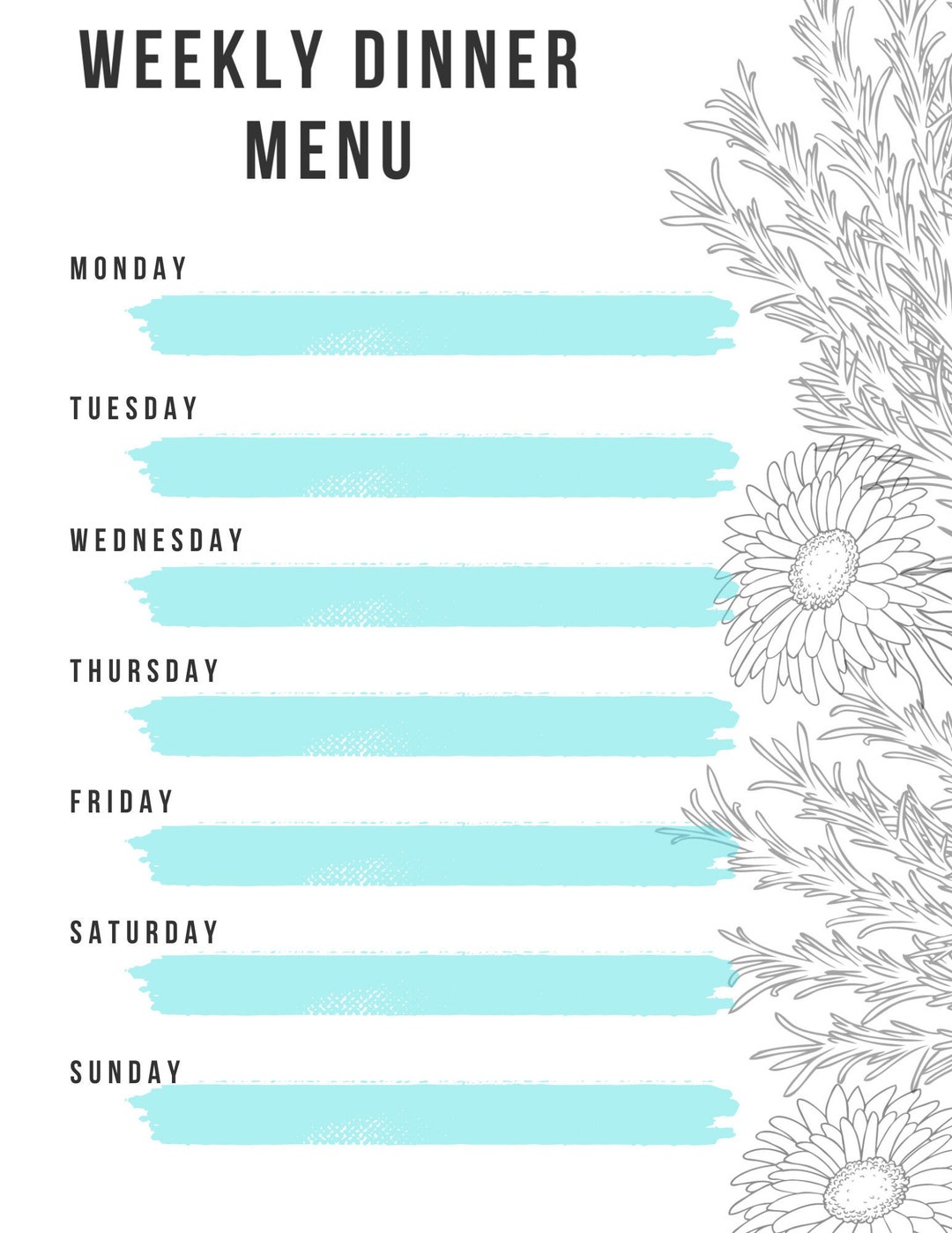 Weekly Dinner Menu Template Digital Download Editable - Etsy