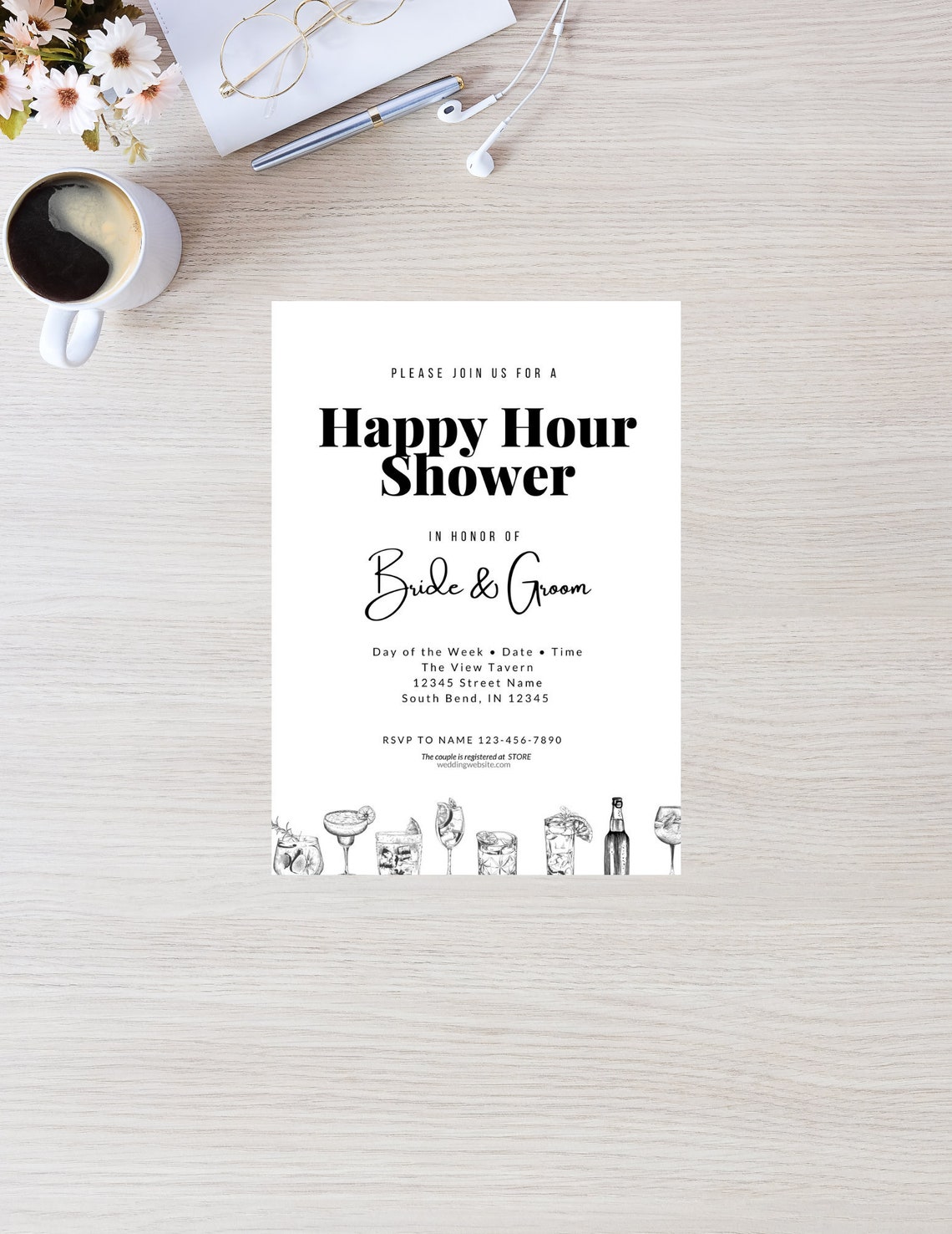Happy Hour Couples Shower Invitation Digital Download Editable - Etsy