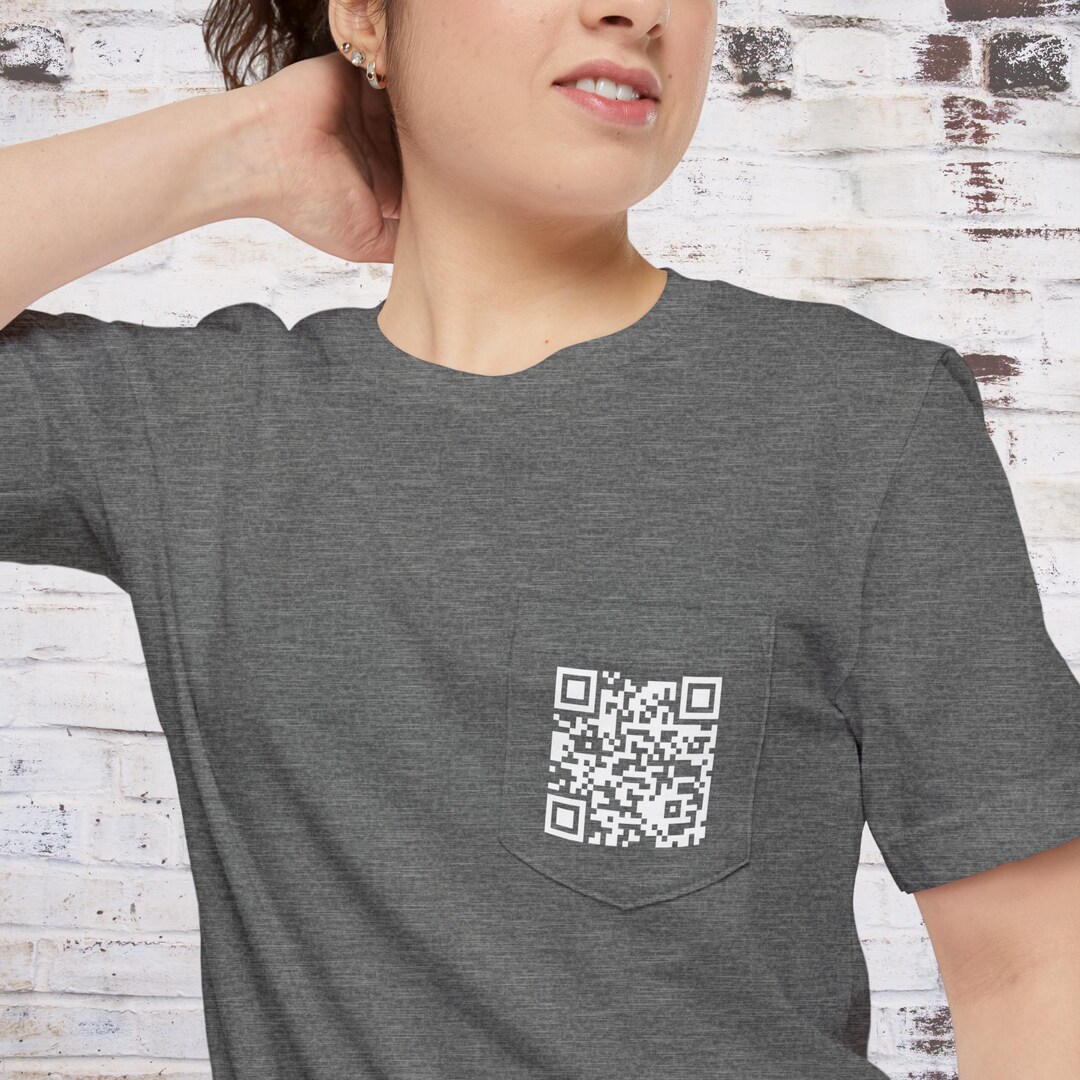 Custom QR Code Unisex Pocket T-shirt. QR on Front Pocket With Back ...