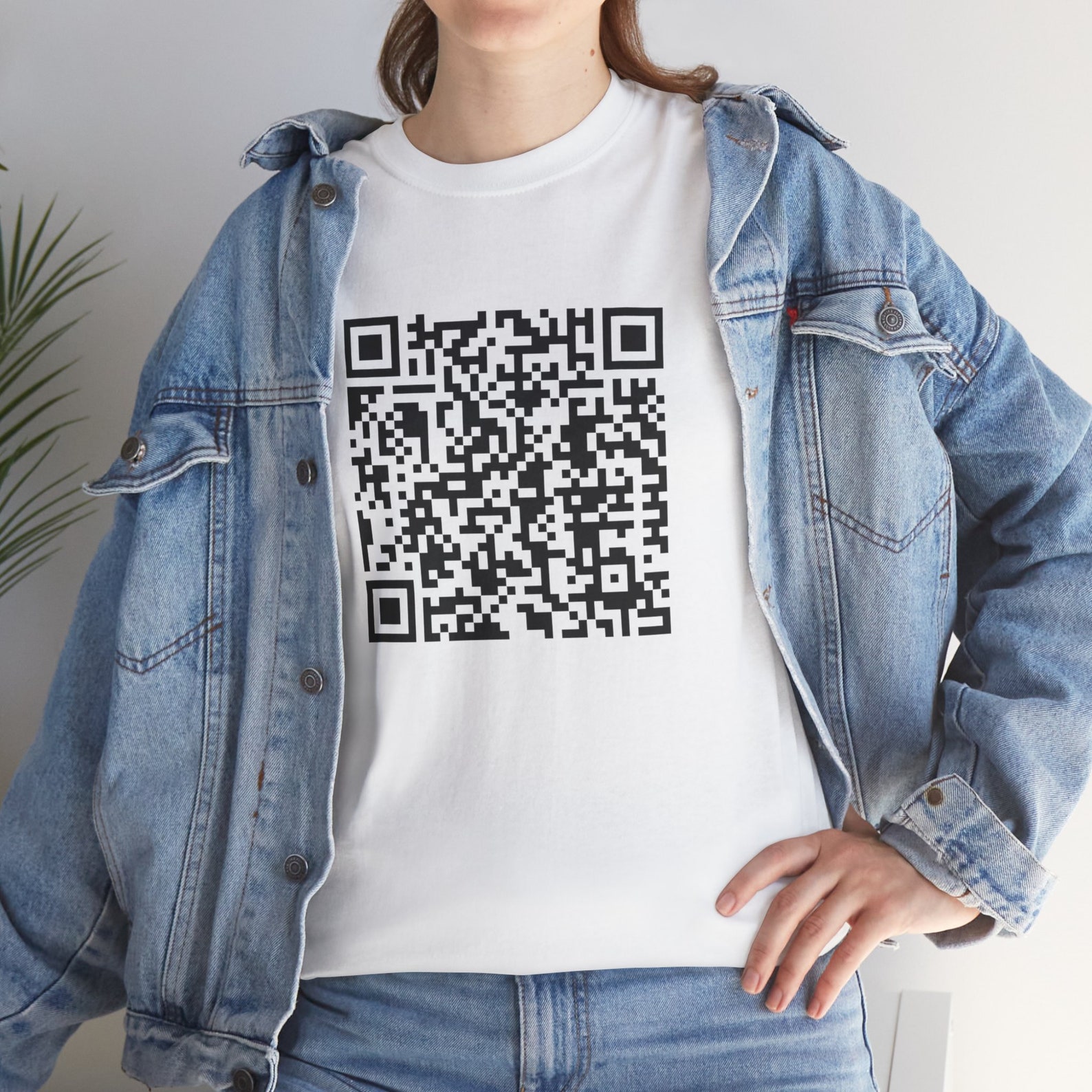 Custom QR Code T-shirt. QR on Front, Back or Both. Unisex Heavy Cotton Tee. Personalized QR T ...