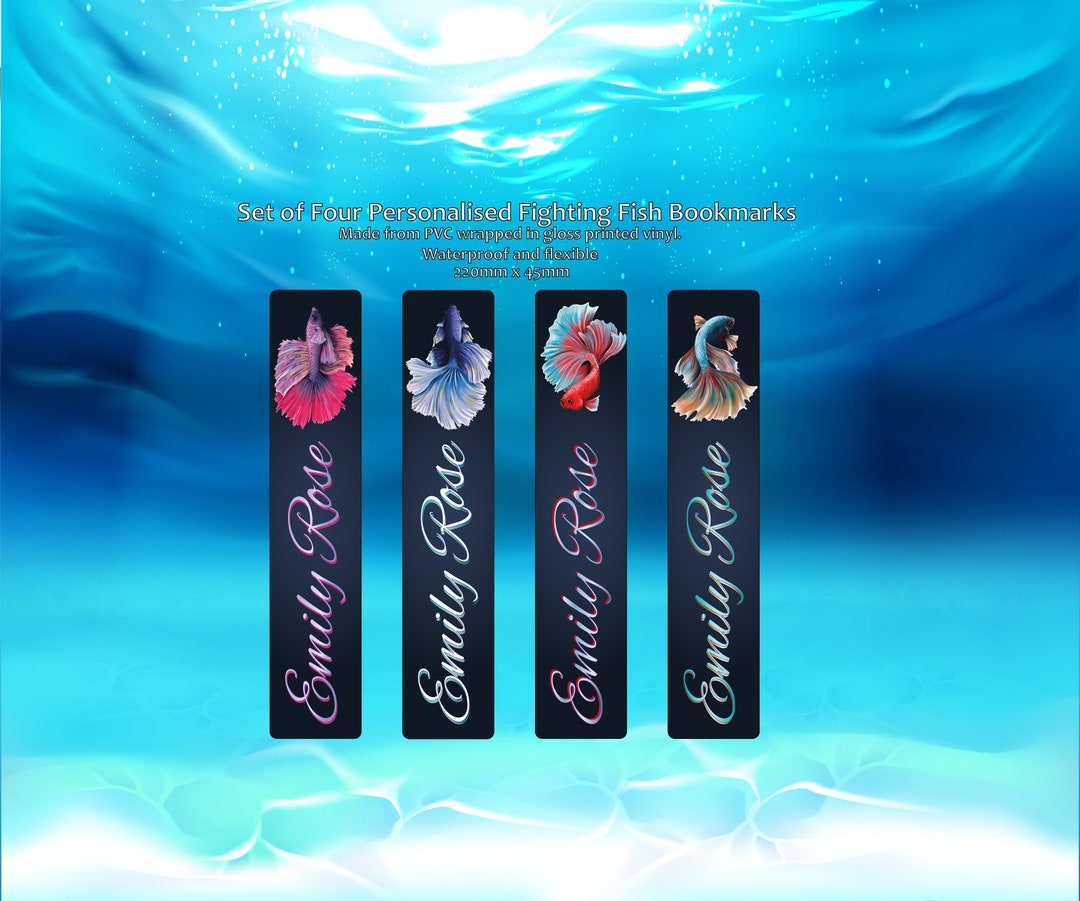Personalised Bookmarks / Set of 4 / Fighting Fish Bookmarks / PVC ...