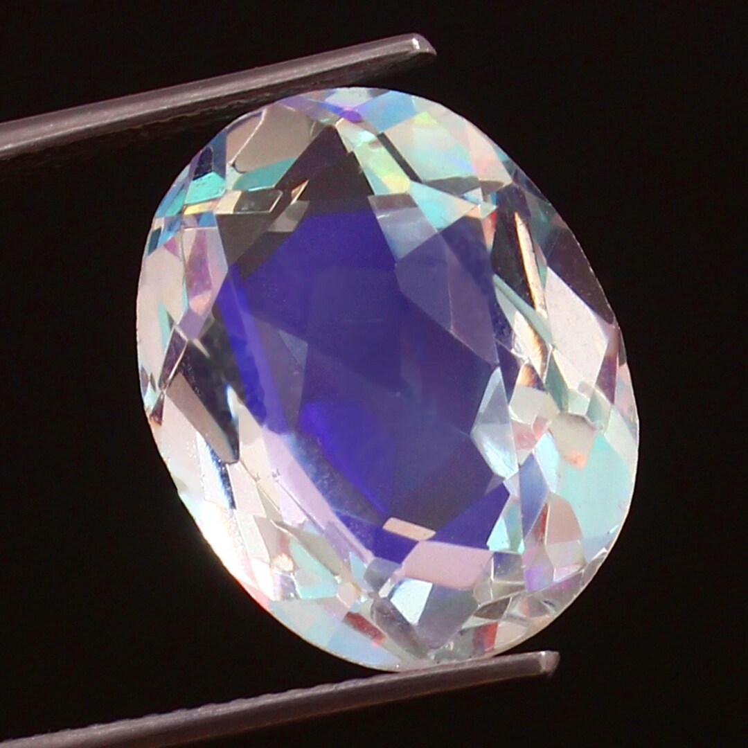 Oval Madagascar Moonstone Gemstone, Vivid Blue Fire, 10.70 CT - Etsy