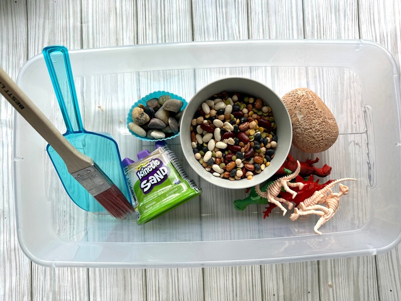 Dinosaur Sensory Bin, Kids Sensory Kit, Quiet Time Activity, Pretend ...