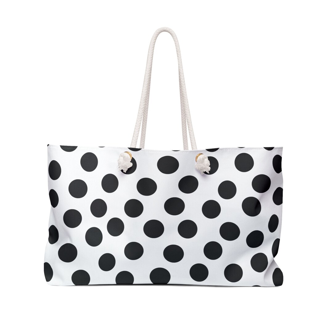 Black and White Polka Dot Weekender Bag Cute Weekend Travel - Etsy