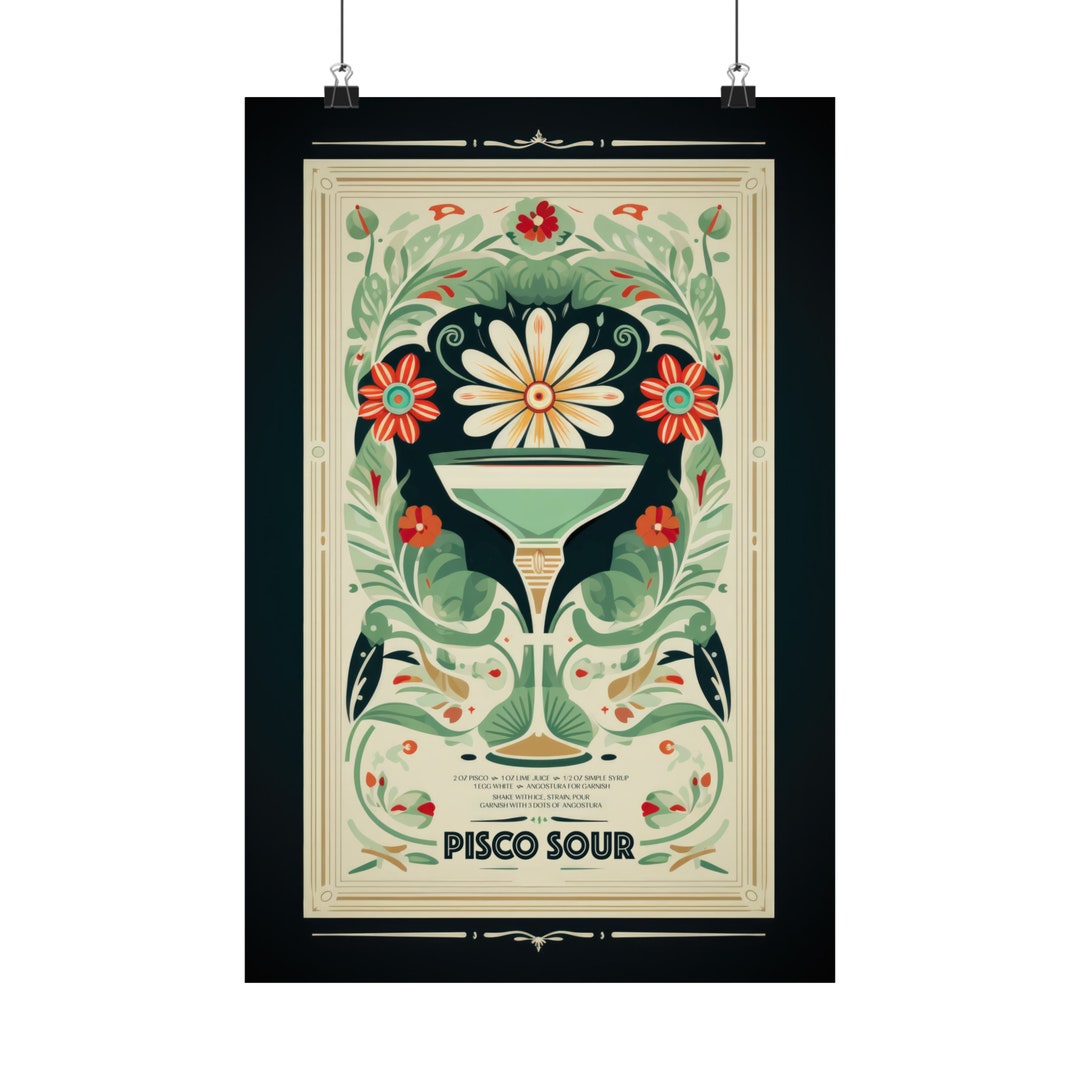 Pisco Sour Cocktail Poster Vintage Bar Decor Sizes 11x14 - Etsy