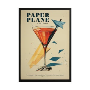 Paper Plane Cocktail Recipe Poster - Various Sizes: 5x7, 11x14, 11x17 ...