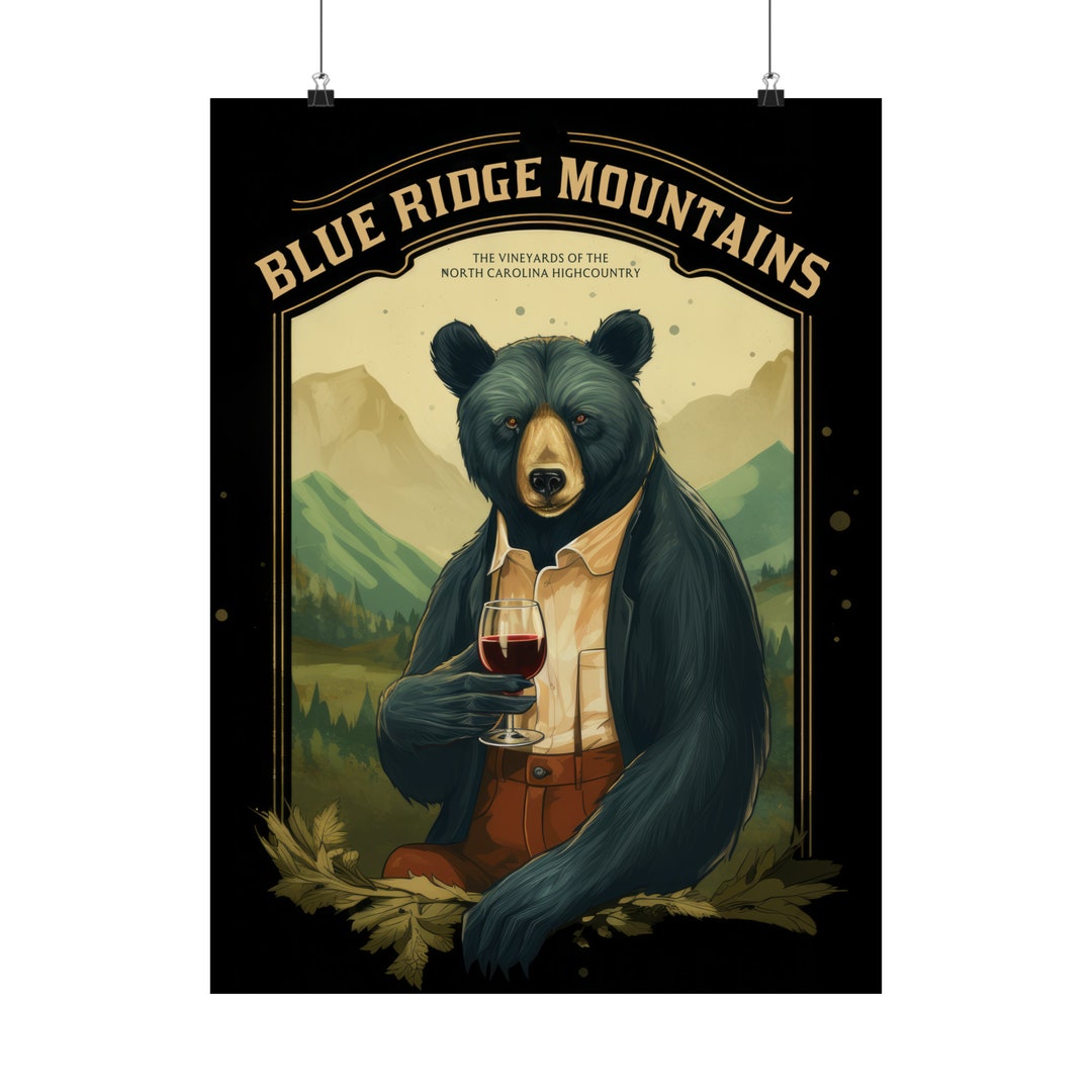 Blue Ridge Mountains Wine Poster North Carolina Vineyards - Etsy