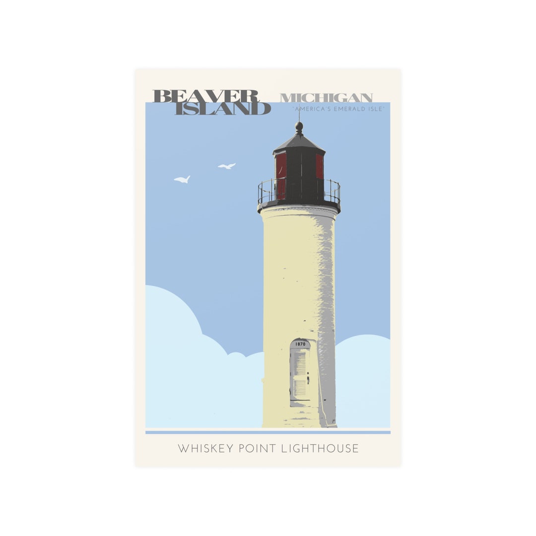 Beaver Island, Michigan Poster - Whiskey Point Lighthouse - Sizes 11x14 ...