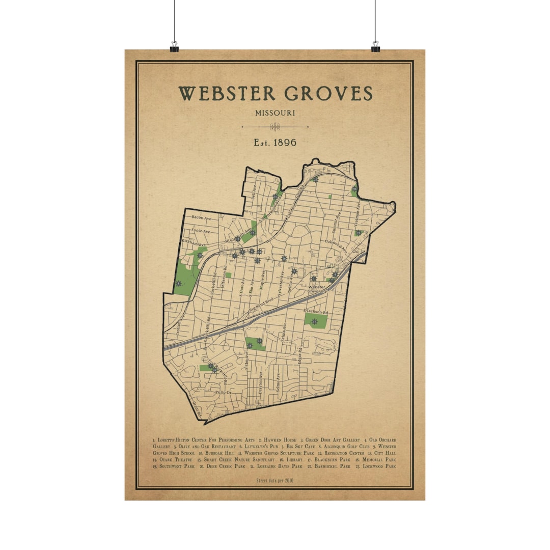 Webster Groves Missouri Map Poster – St. Louis City Art Print - Etsy