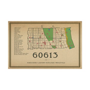 60613 Zipcode Poster Map - Chicago - Wrigleyville, Lakeview, Buena Park ...