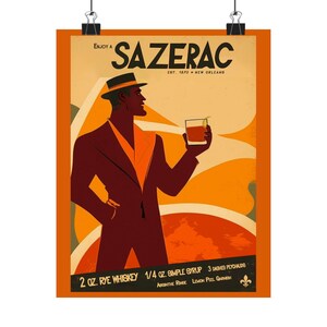 Sazerac Cocktail Recipe Poster, Cocktail Lover Gift, Home Bar Decor ...
