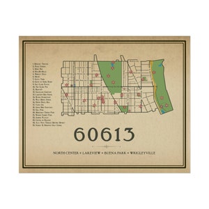 60613 Zipcode Poster Map - Chicago - Wrigleyville, Lakeview, Buena Park ...
