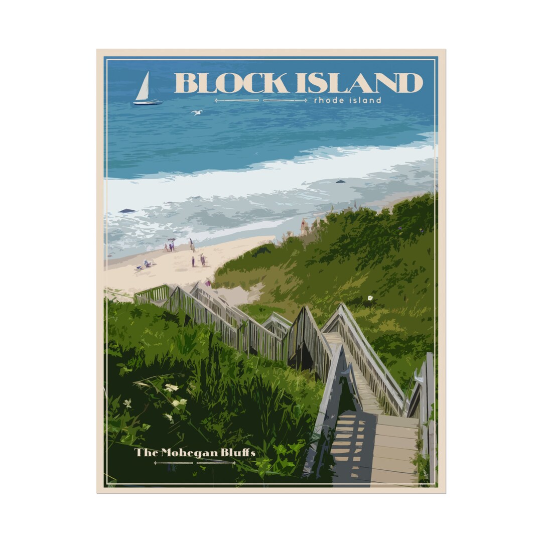 Block Island, Rhode Island Poster - Mohegan Bluffs Print - Etsy