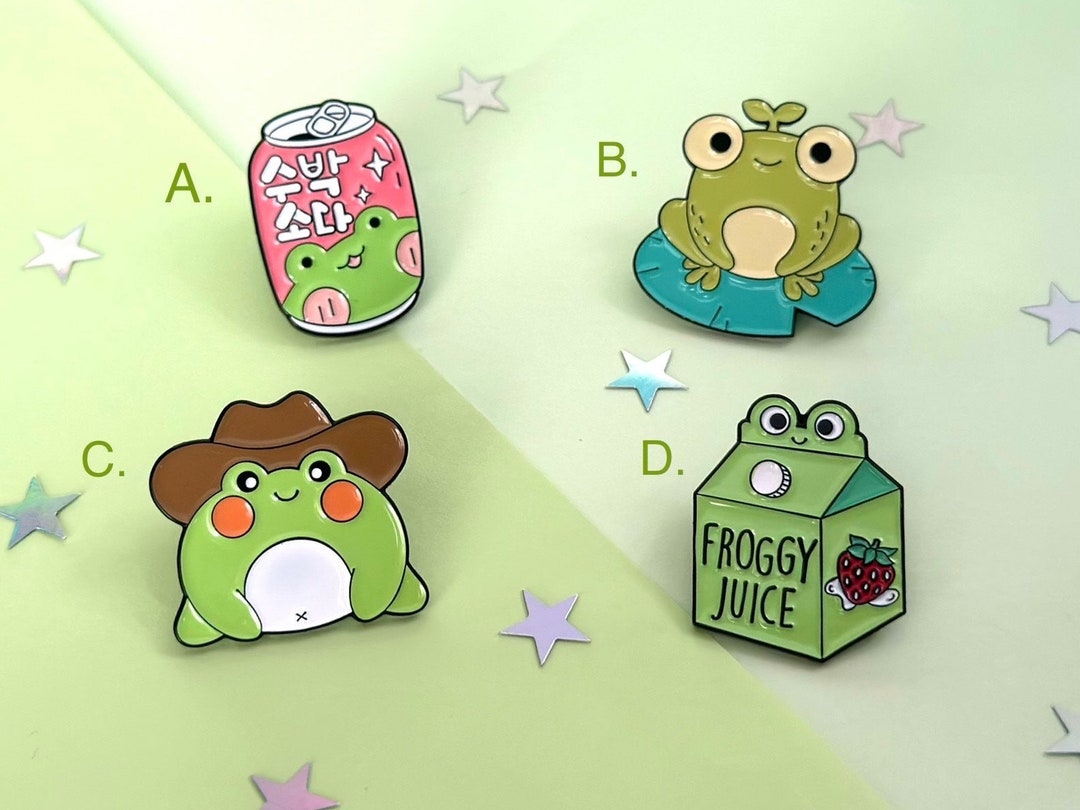 Frog Enamel Pin, Frog Enamel Pin, Cute Kawaii Frog, Chibi Frog, Cute ...
