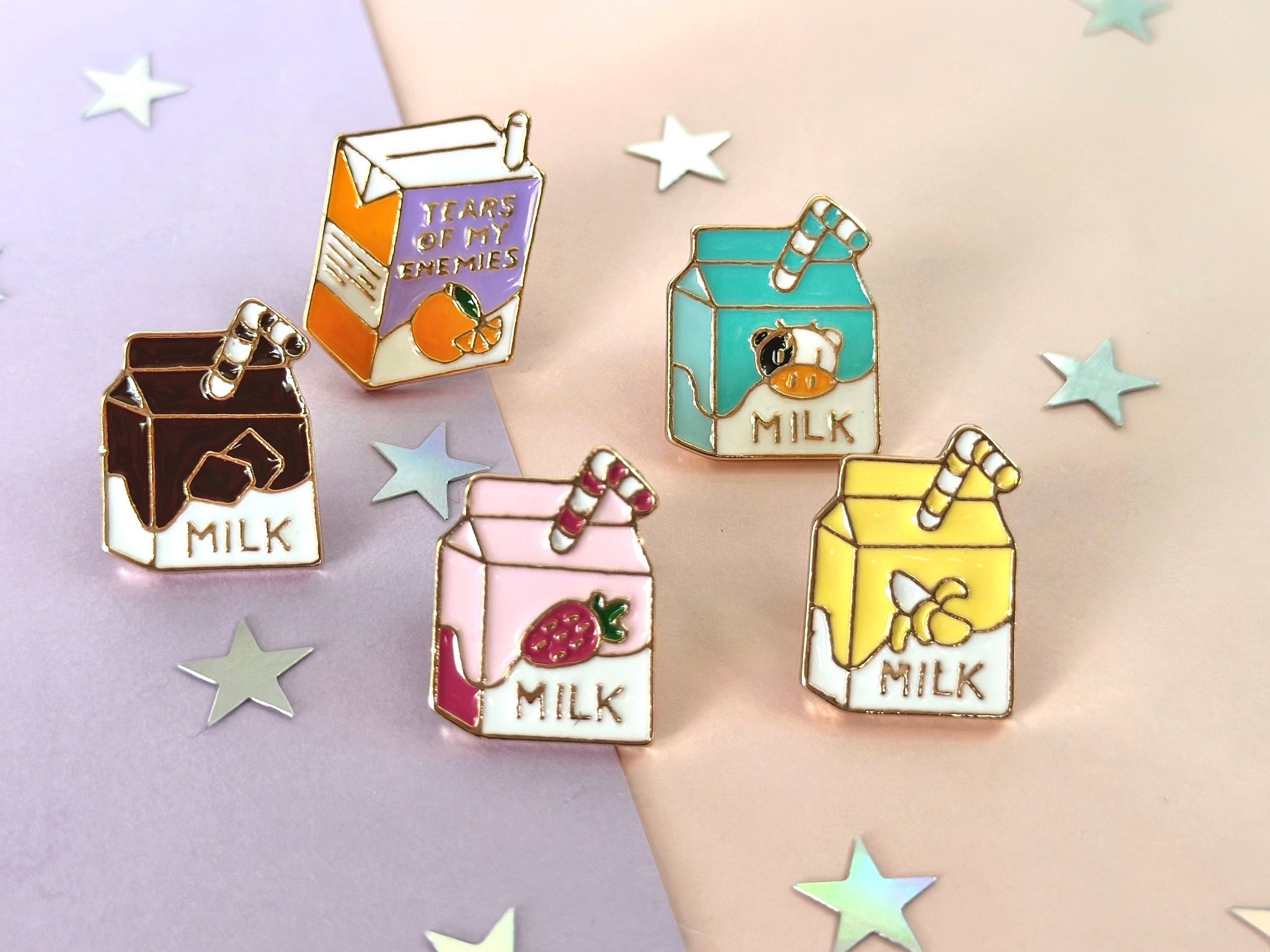 Strawberry Milk Carton Enamel Pin, Strawberry Milk Box Pin, Kawaii Pins ...