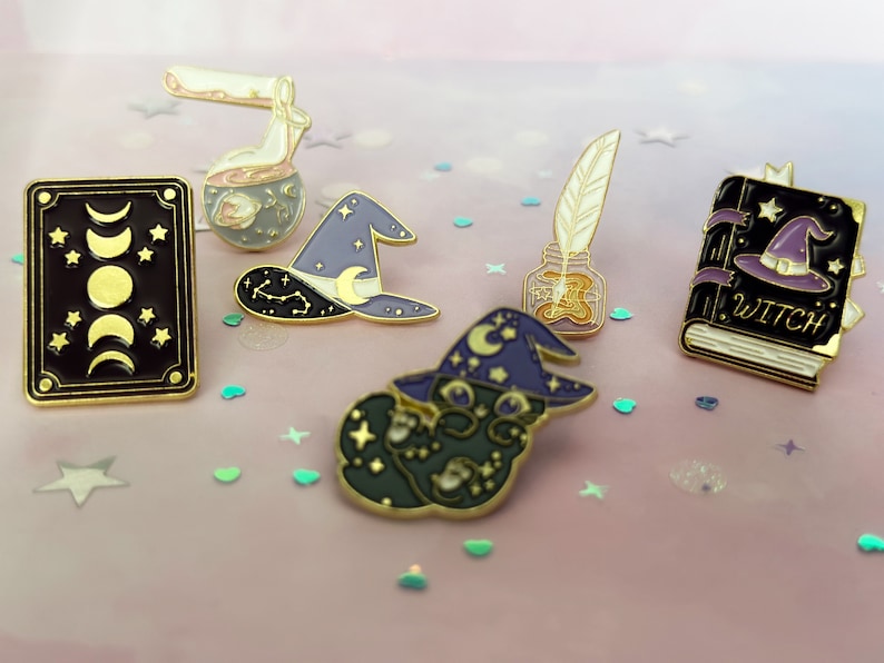Wicked Witch Cat Enamel Pin, Spell Book Pin, Black Cat Pin, Witch Hat ...