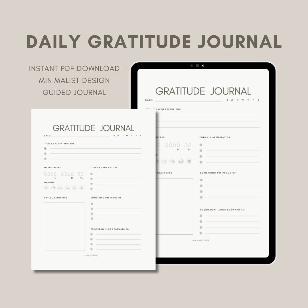Daily Gratitude Journal Digital Printable PDF - Etsy