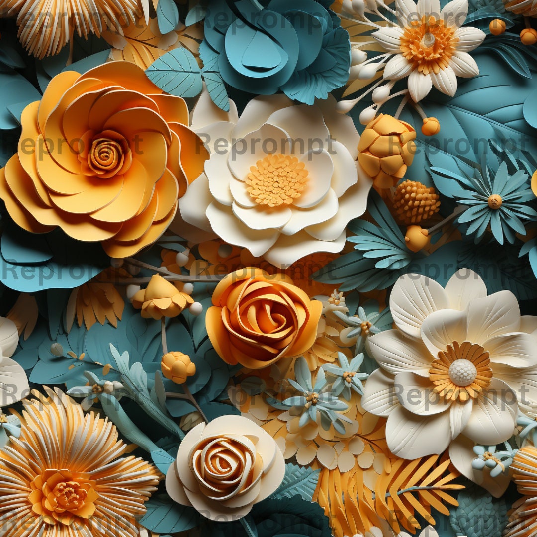 3D Flowers 5 SEAMLESS PATTERN 3D Floral Digital Paper Pack - Etsy