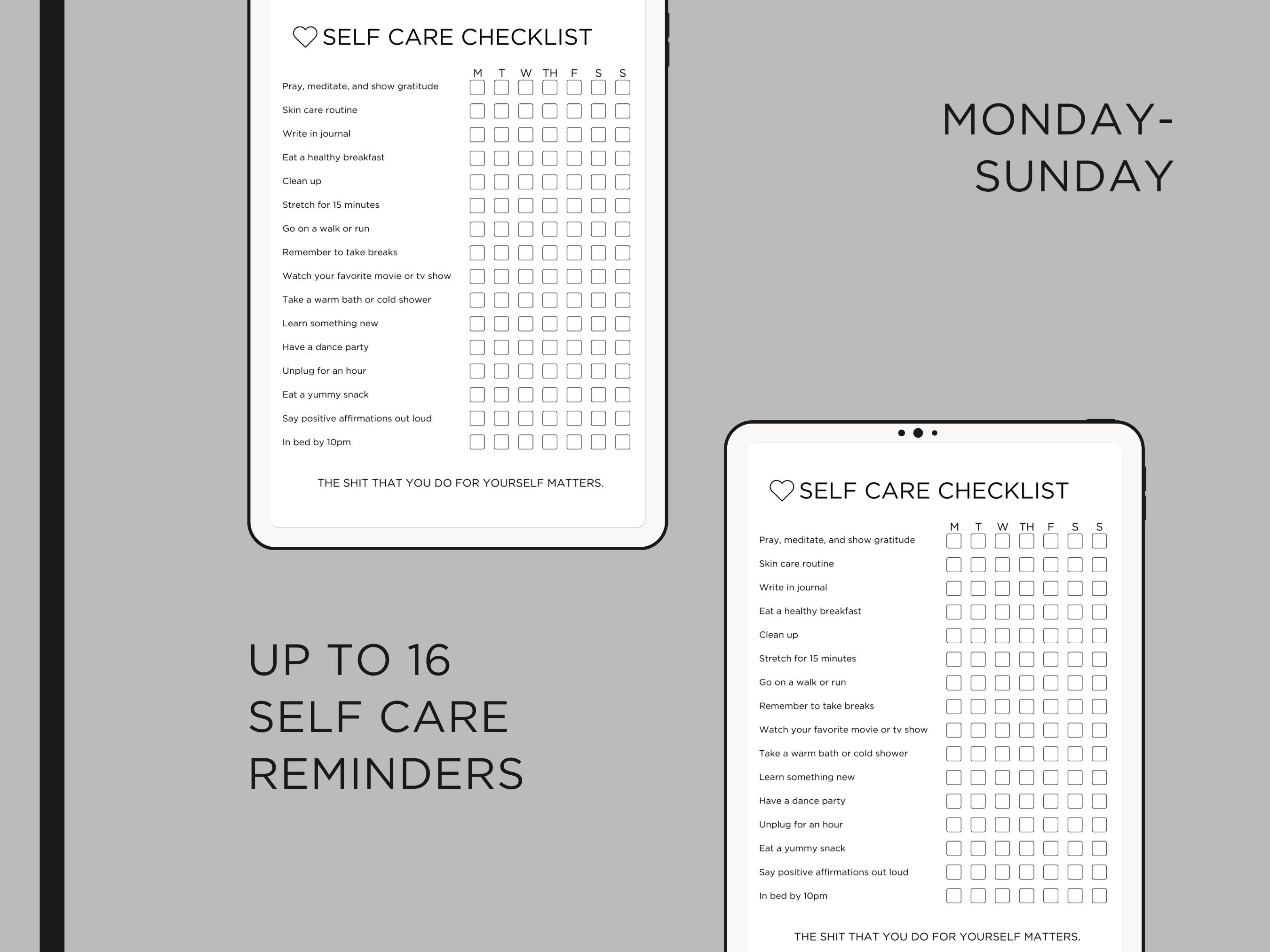 Self Care Check List Daily Self Care Habit Tracker Health - Etsy