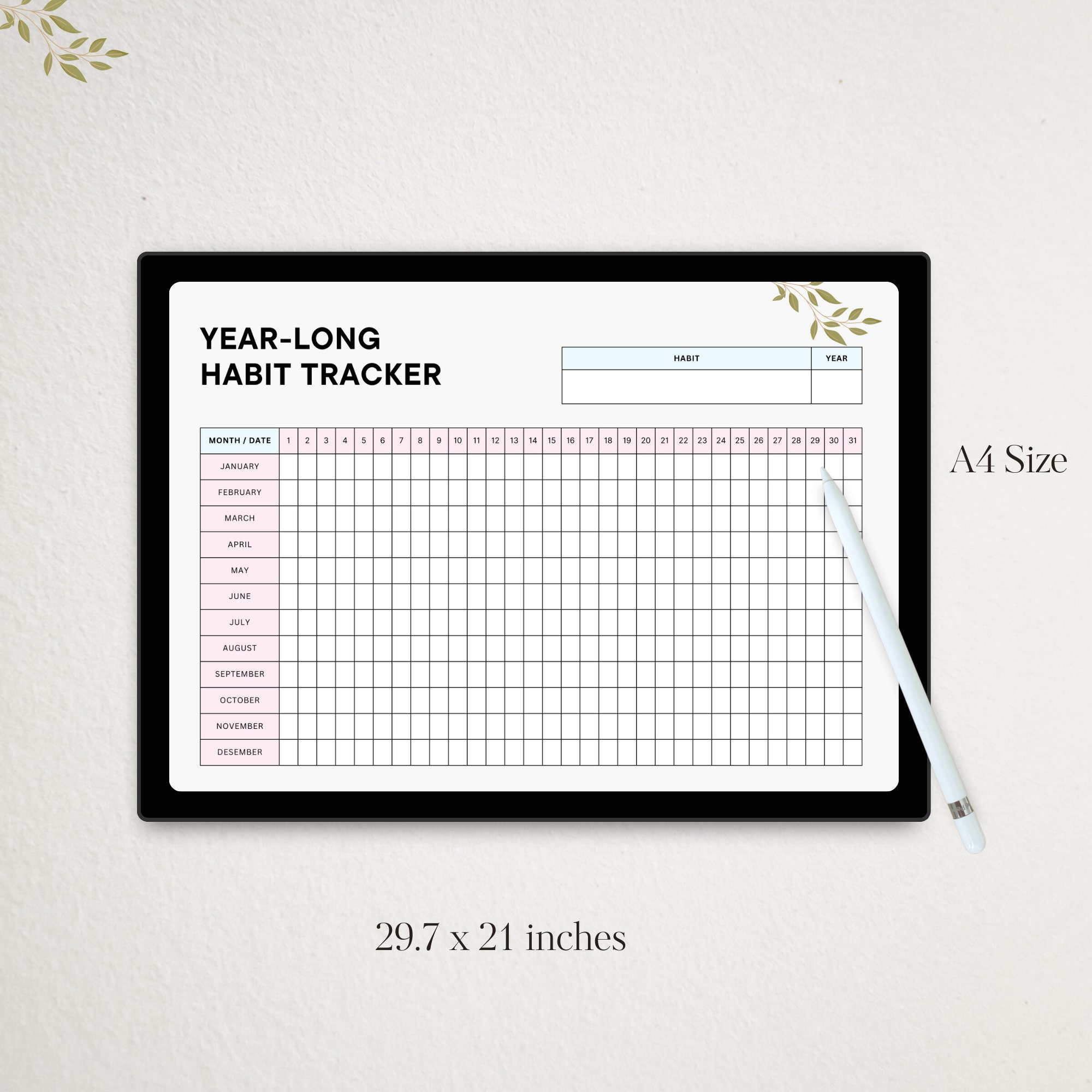 2023 Habit Tracker Printable Landscape Yearly Habit Tracker Medication Tracker Habit Tracker