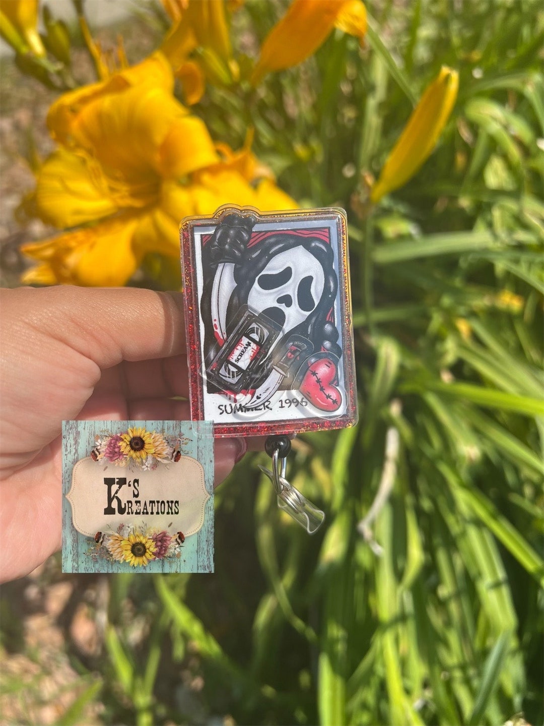 Ghostface Badge Reel, Halloween Badge Reel, 3d Shaker Badge Reel ...