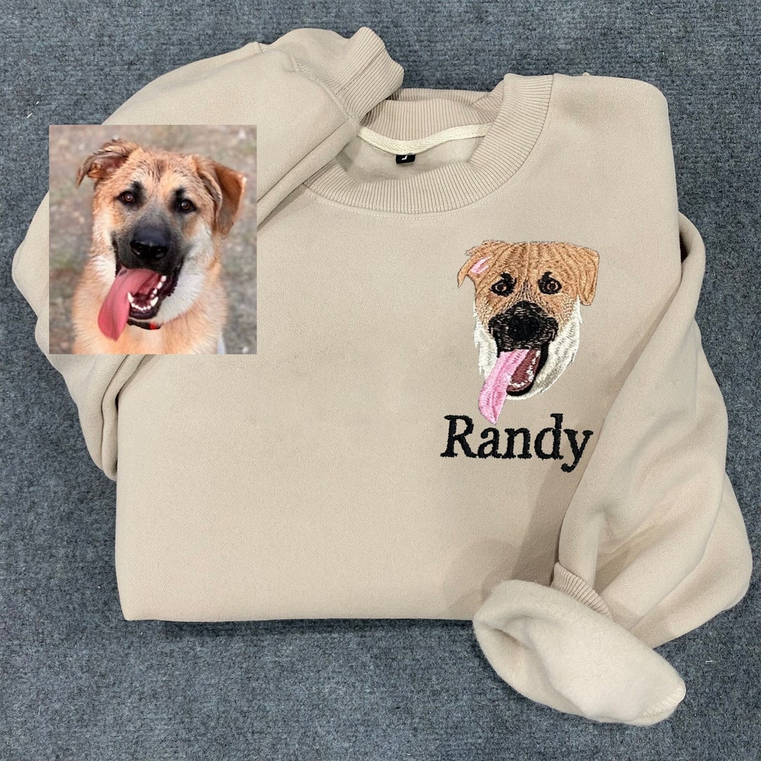 Embroidered Custom Pet Face&name Sweatshirt, Custom Embroidered Pet ...