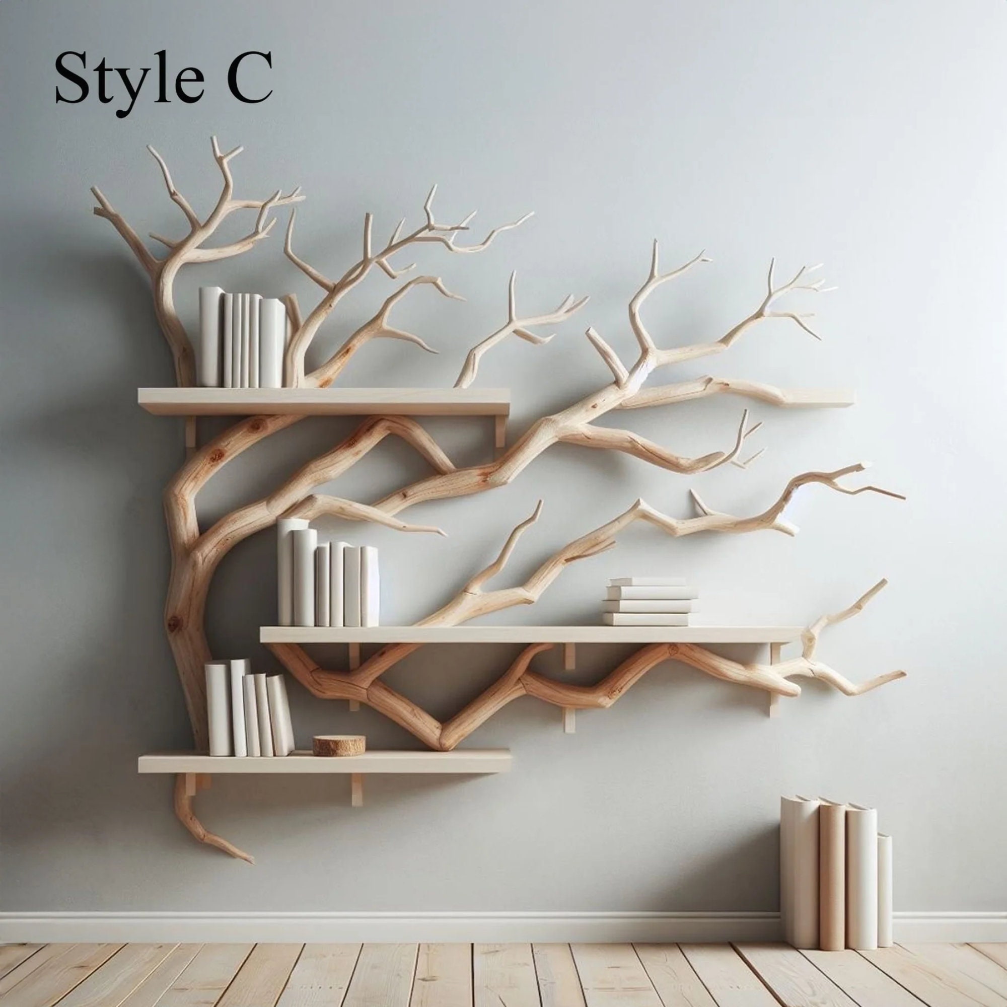 Tree Branch Shelves: A Unique Floating Wood Natural Edge Table Made of ...