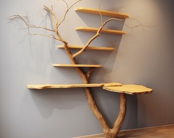 Tree Branch Shelves: A Unique Floating Wood Natural Edge Table Made of ...