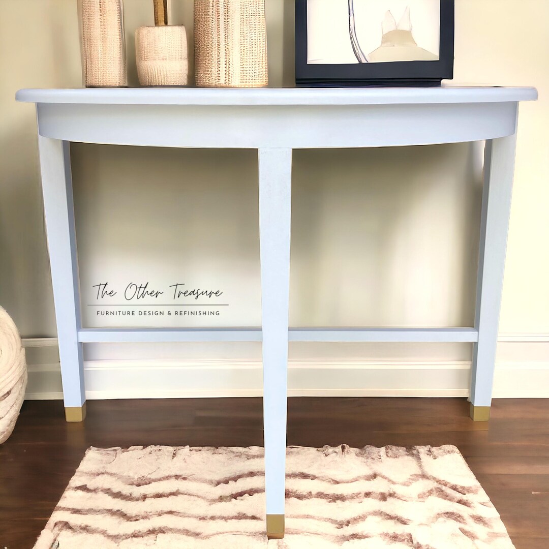 Stunning Pastel Blue Demilune Console Table Accent Table Foyer Table - Etsy