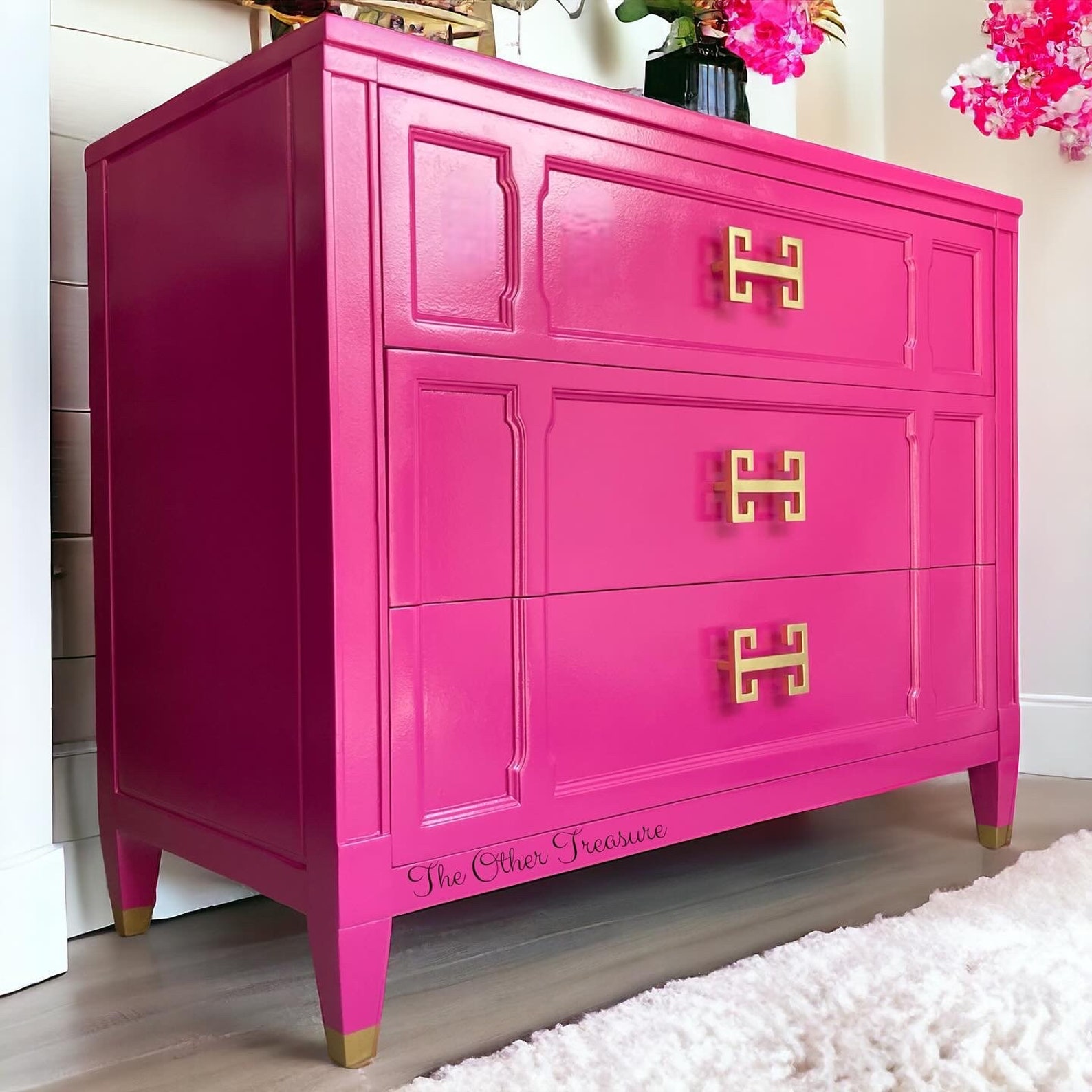 SOLD - Hot Pink Drexel Glossy Bachelor Chest | Dresser - Etsy