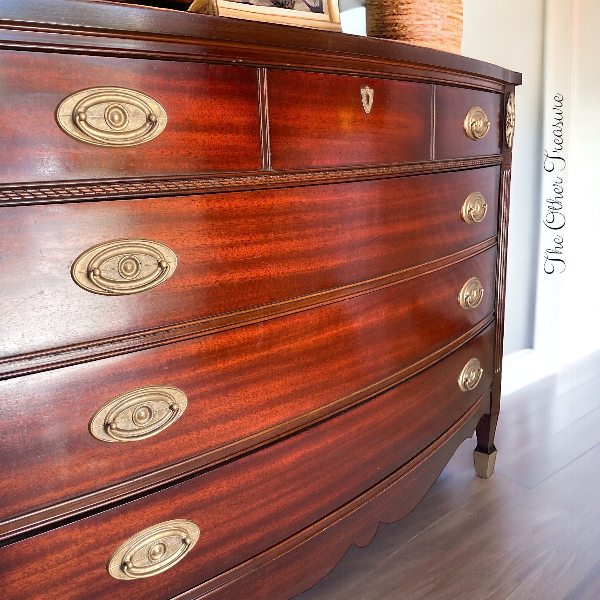 SOLD Mahogany Bow Front Chest of Drawers Dresser Dixie Furniture Vintage Circa 1940s - Etsy